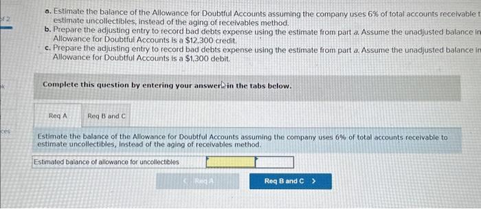 Solved o. Estimate the balance of the Allowance for Doubtful | Chegg.com
