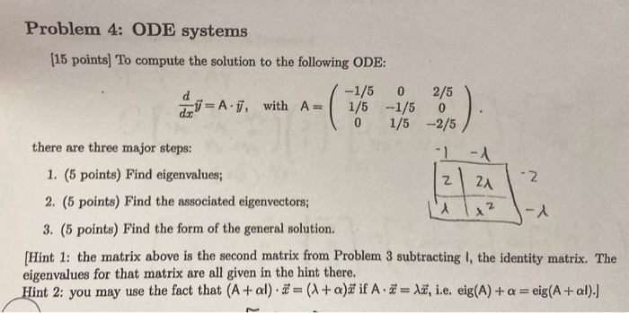Solved Problem 4: ODE systems (15 points) To compute the | Chegg.com