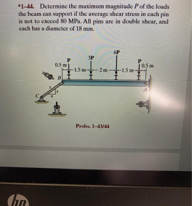 Solved *1-44. Determine the maximum magnitude P of the loads | Chegg.com