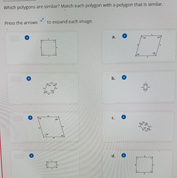 Solved Which polygons are similar? Match each polygon with a | Chegg.com