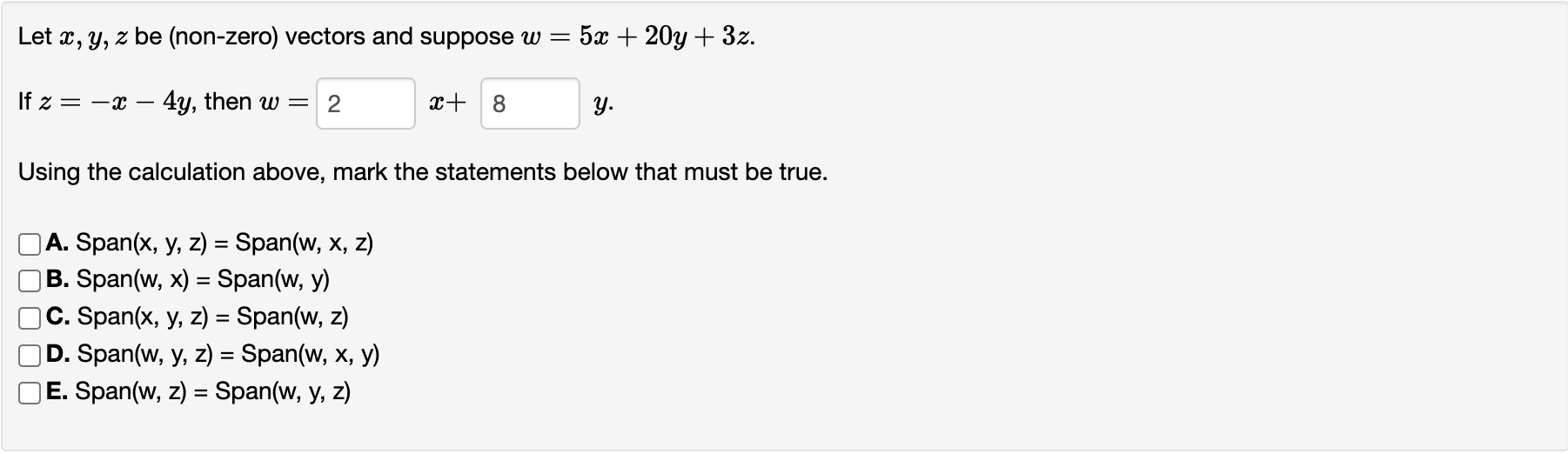 Solved Let x,y,z ﻿be (non-zero) ﻿vectors and suppose | Chegg.com