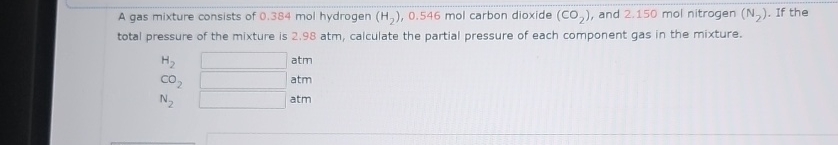 Solved A gas mixture consists of 0.384mol hydrogen | Chegg.com