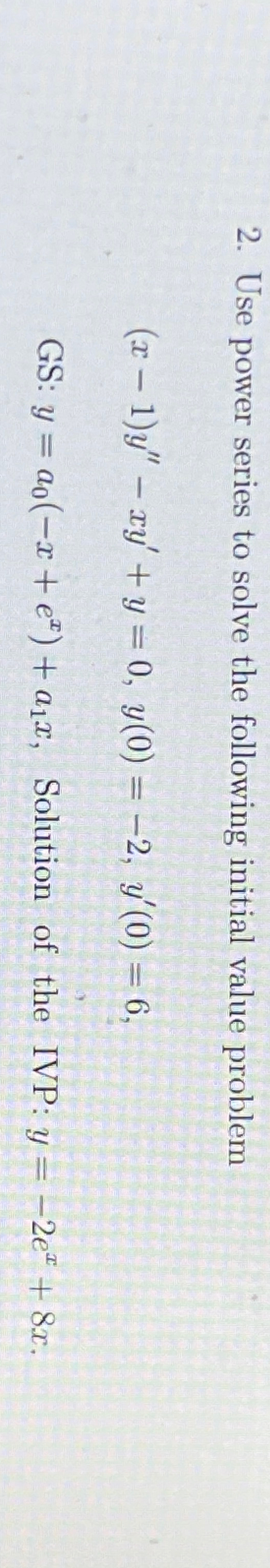 Solved Series solution near an ordinary point Use power | Chegg.com