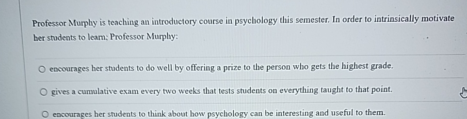 Solved Professor Murphy is teaching an introductory course | Chegg.com