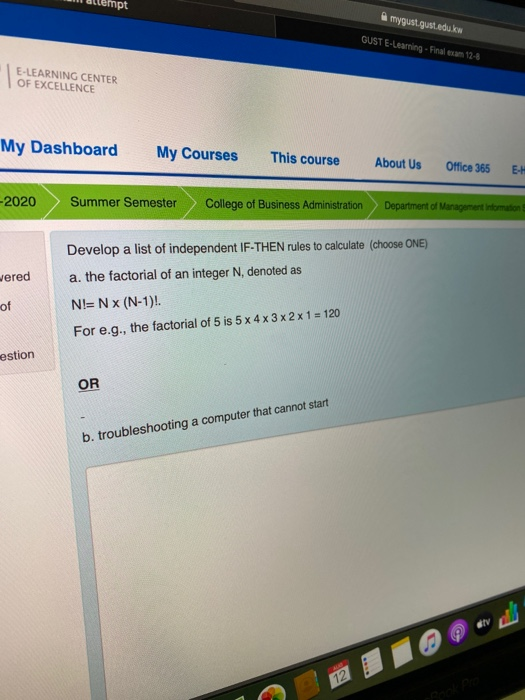 Solved mpt mygust gust.edu.kw GUST E-Learning - Final cum | Chegg.com