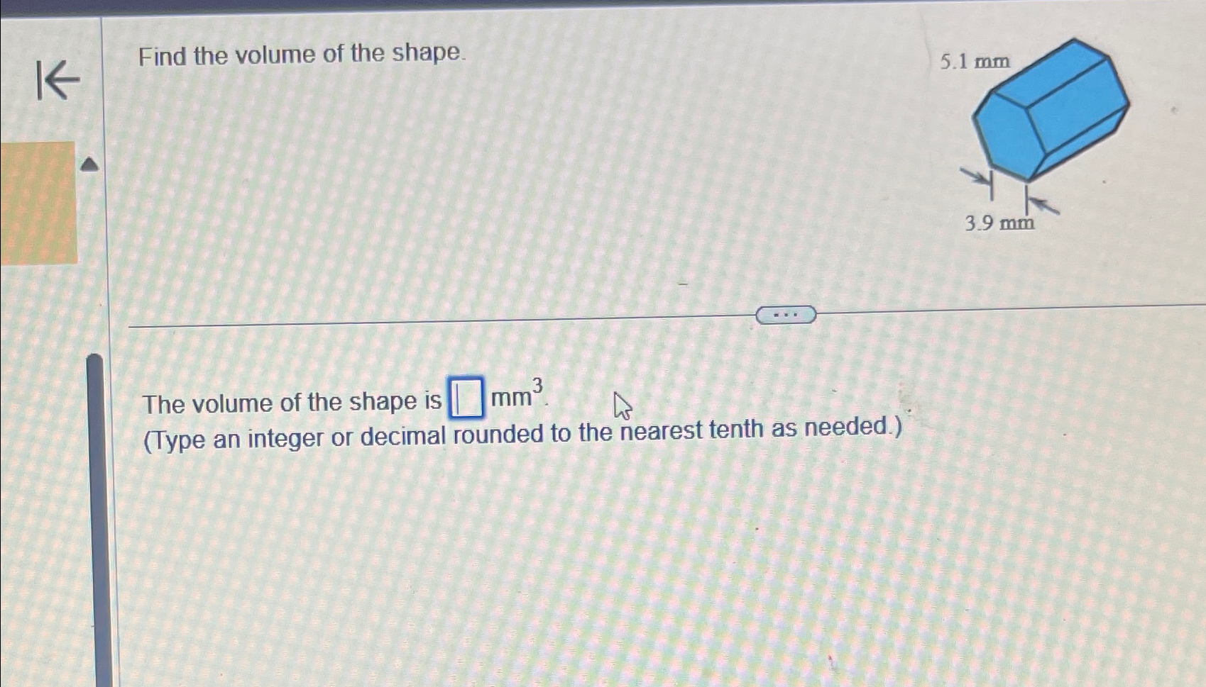 Solved Find the volume of the shape.The volume of the shape | Chegg.com