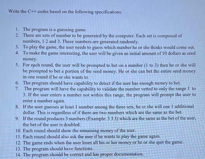 Solved Write The C Codes Based On The Following 3663