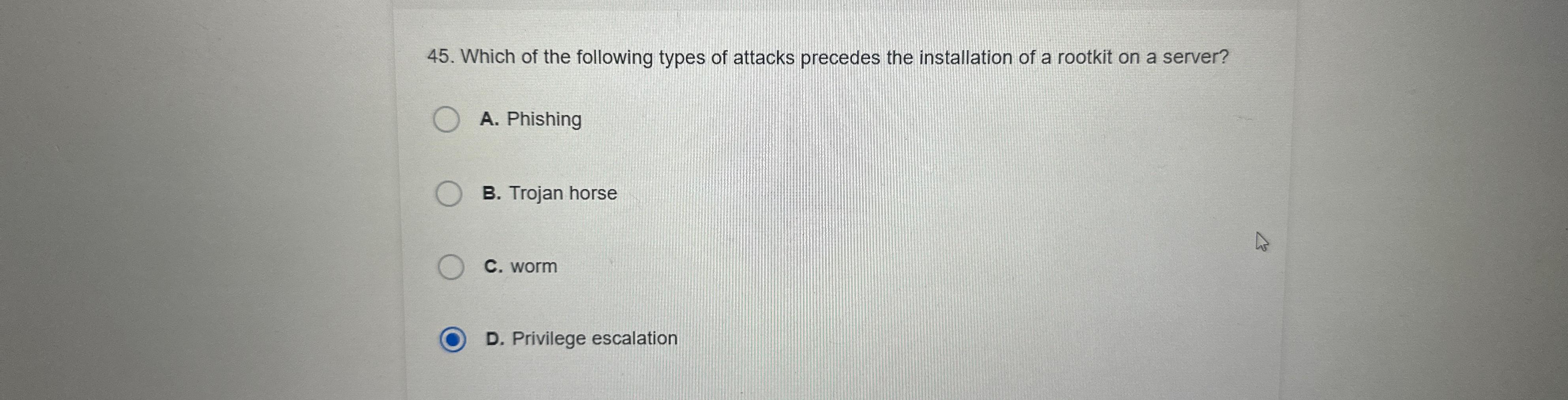 Solved Which of the following types of attacks precedes the | Chegg.com