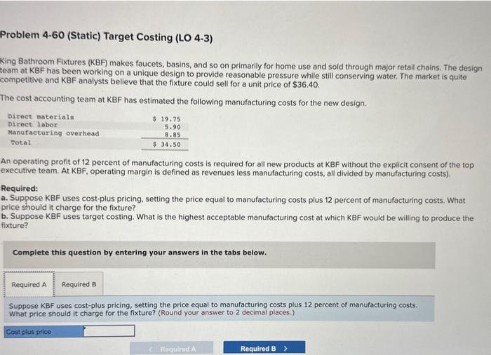 Solved Exercise 4-47 (Static) Theory of Constraints (LO 4-5) | Chegg.com