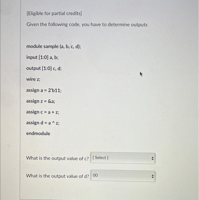 Solved [Eligible for partial credits] Given the following | Chegg.com
