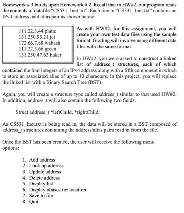 Solved Homework \# 3 builds upon Homework \# 2. Recall that | Chegg.com