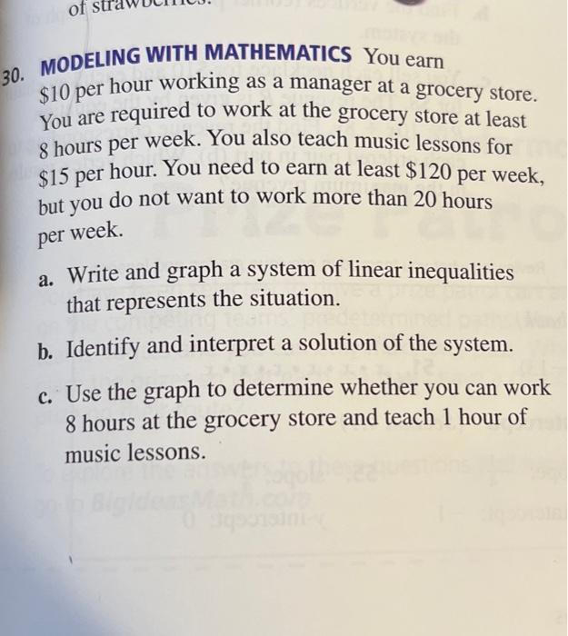 Solved of 30. MODELING WITH MATHEMATICS You earn $10 per | Chegg.com
