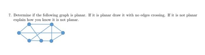 Solved 7. Determine if the following graph is planar. If it | Chegg.com