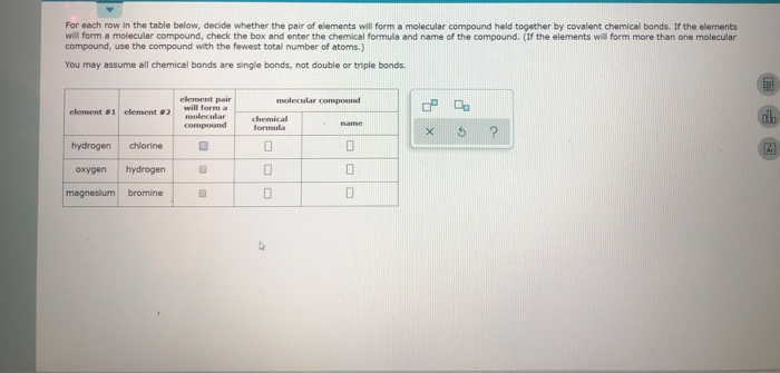 Solved For each row in the table below,, decide whether the | Chegg.com