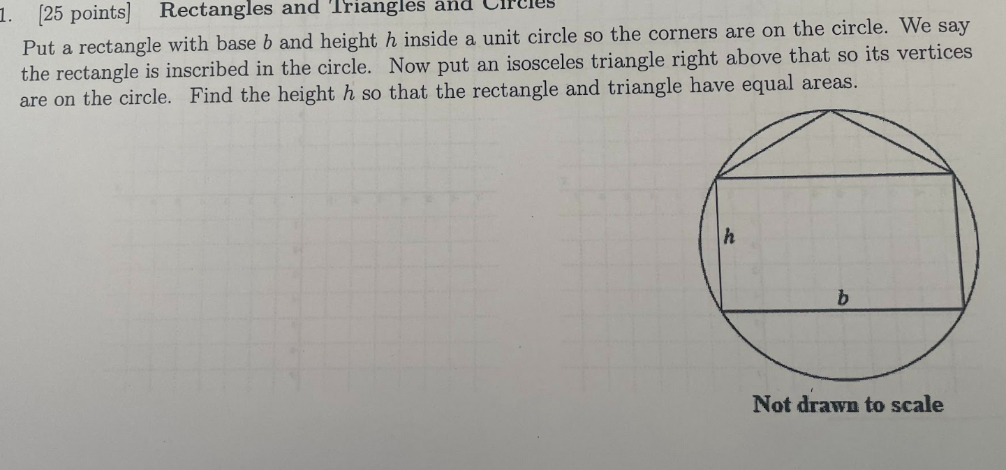 Solved Put a rectangle with base b ﻿and height h ﻿inside a | Chegg.com