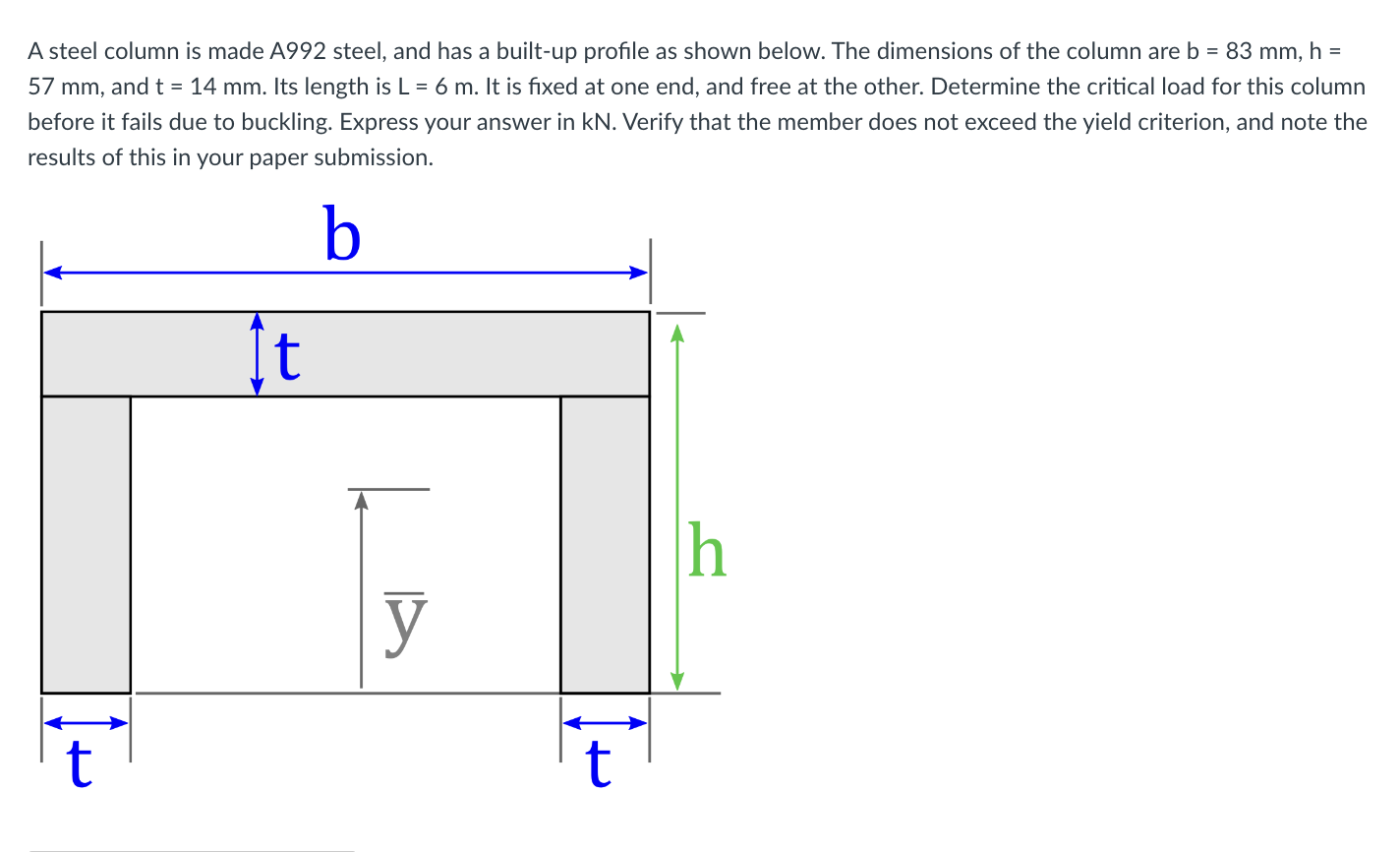 Solved A steel column is made A992 ﻿steel, and has a | Chegg.com