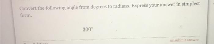 Solved Convert the following angle from degrees to radians. | Chegg.com