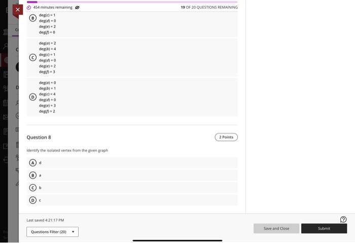 Solved Consider the undrected gaph for questions 5.8. | Chegg.com