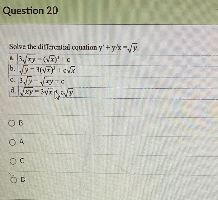 Solved Solve the differential equation y′ 'scscx - ycotx. a. | Chegg.com