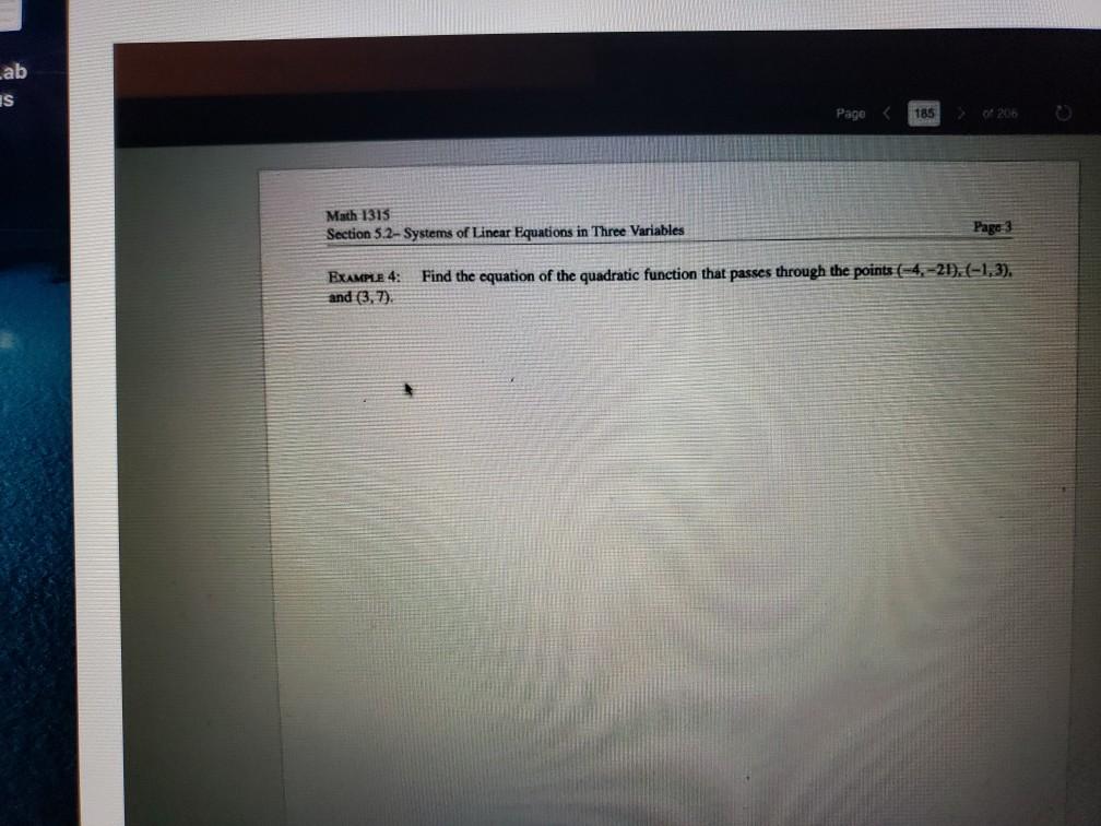 Solved Lab IS Page 185 Math 1315 Section 5.2-Systems of | Chegg.com