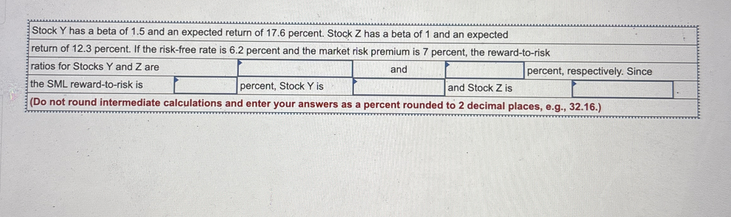Solved Stock Y ﻿has a beta of 1.5 ﻿and an expected return of | Chegg.com