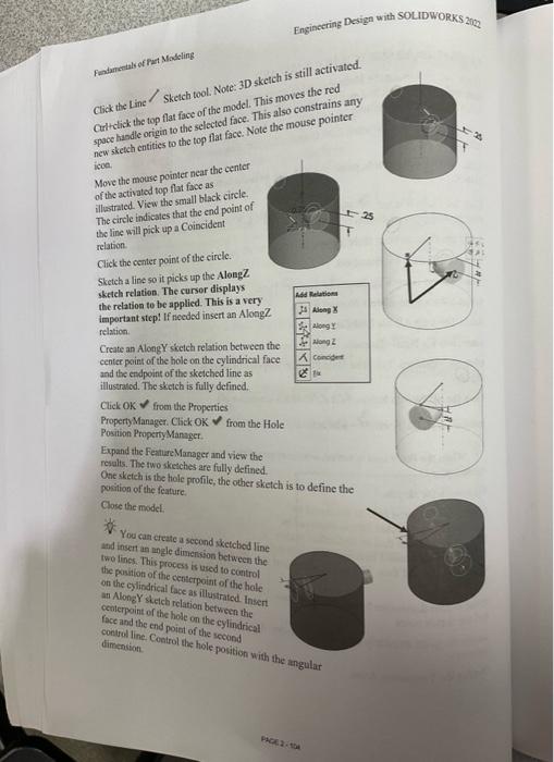 Exercise 2.20: 3D SKETCH/HOLE WIZARD Create the part | Chegg.com