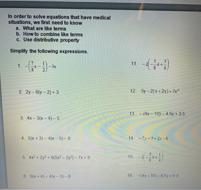 Solved In order to solve equations that have medical | Chegg.com