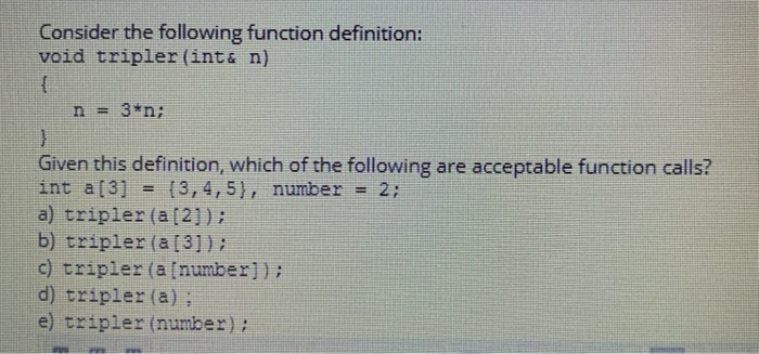 Solved Consider the following function definition: void | Chegg.com