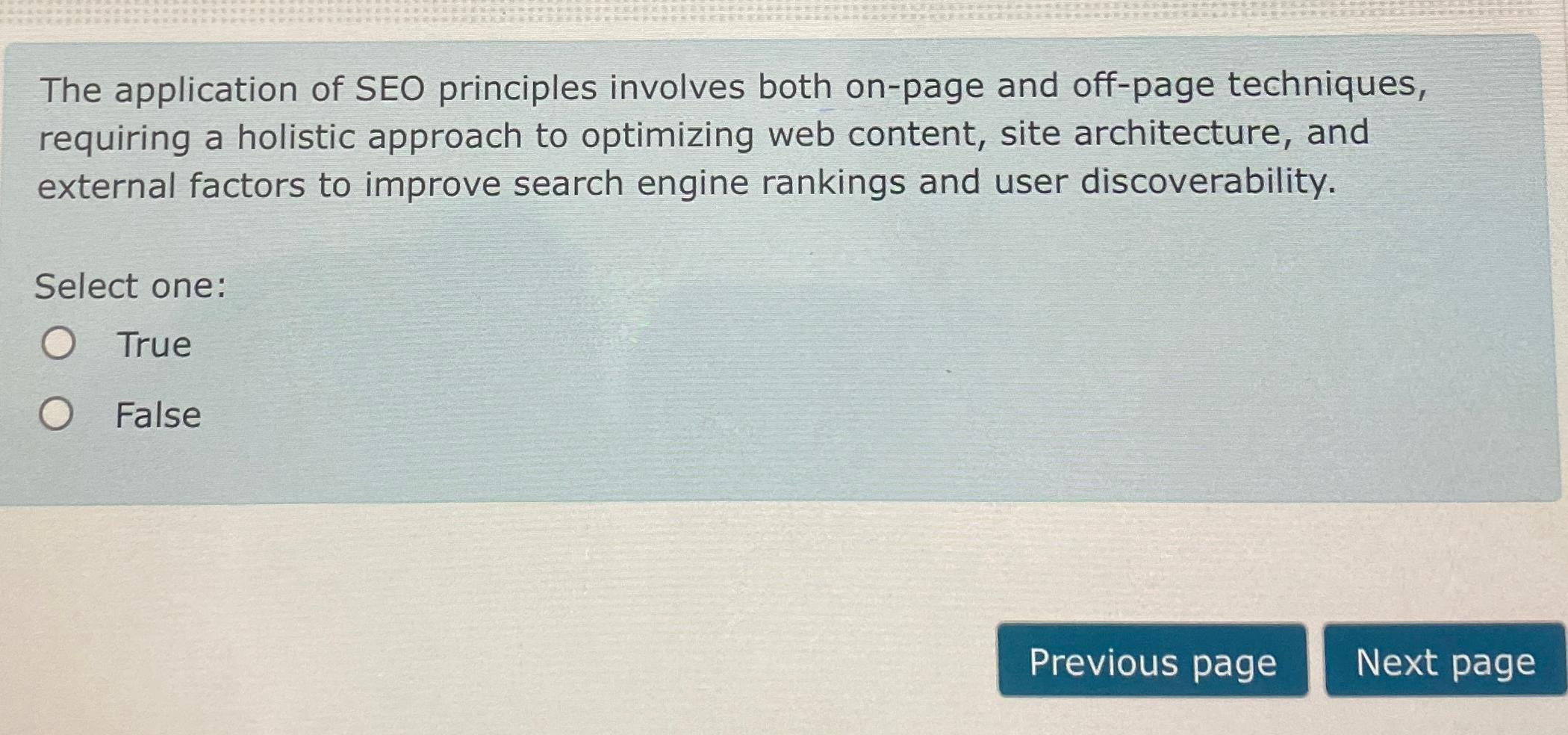 Solved The application of SEO principles involves both | Chegg.com