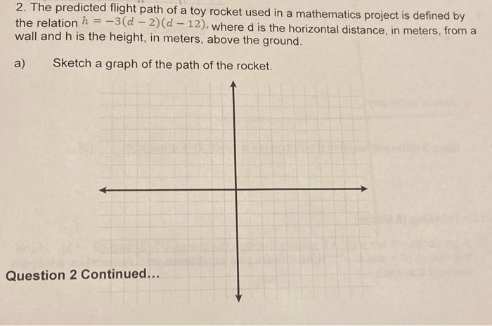 Solved 2. The predicted flight path of a toy rocket used in | Chegg.com