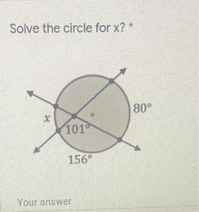 Solved * Solve the circle for X. 80° x 80° 100° Your answer | Chegg.com