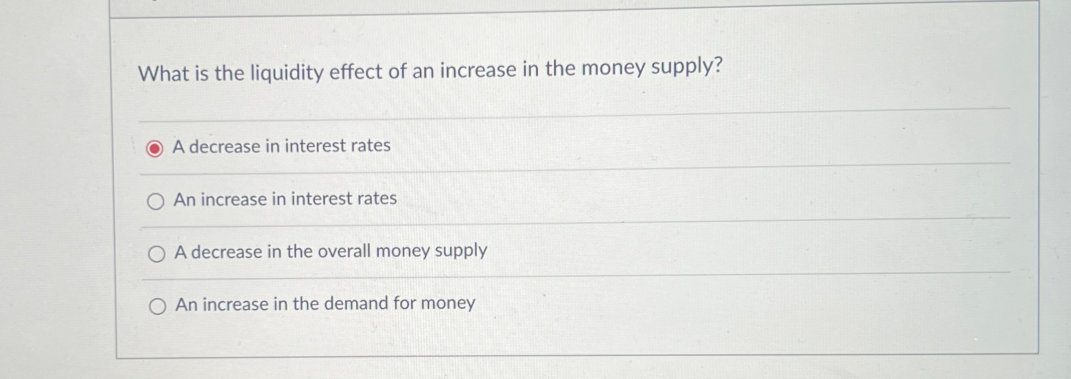 Solved What is the liquidity effect of an increase in the | Chegg.com