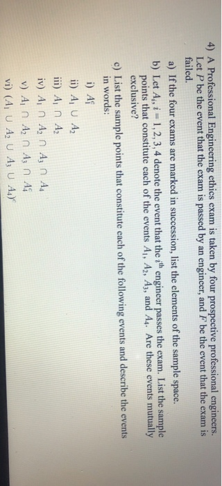 Solved 4) A Professional Engineering ethics exam is taken by | Chegg.com