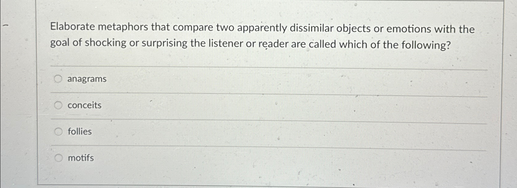 Solved Elaborate metaphors that compare two apparently | Chegg.com
