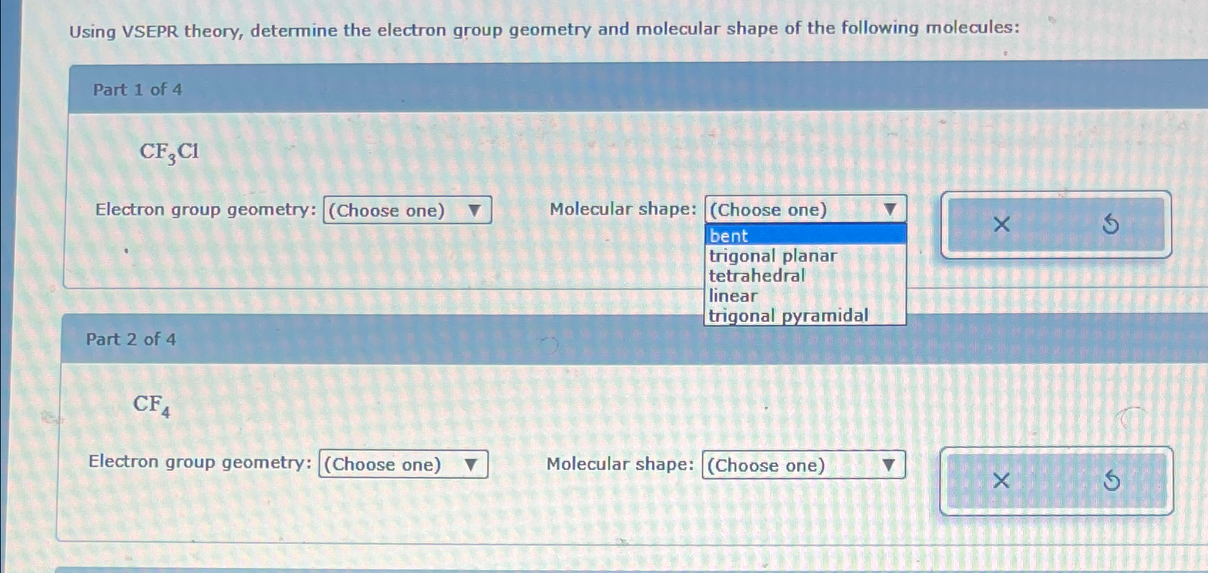 Solved Using VSEPR theory, determine the electron group | Chegg.com