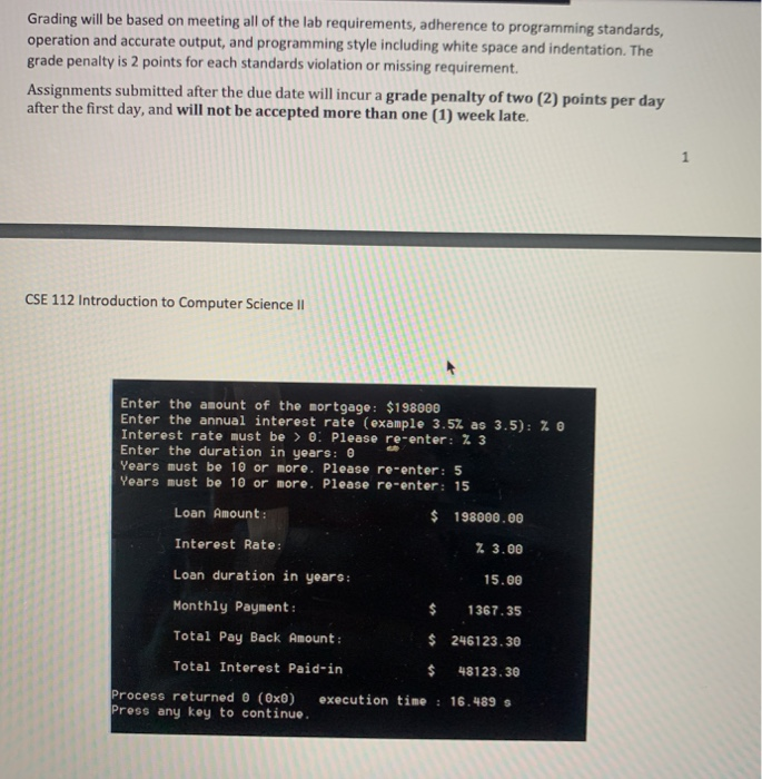 Solved CSE 112 - Lab #4 Mortgage Payment - (page 813 - #15 | Chegg.com