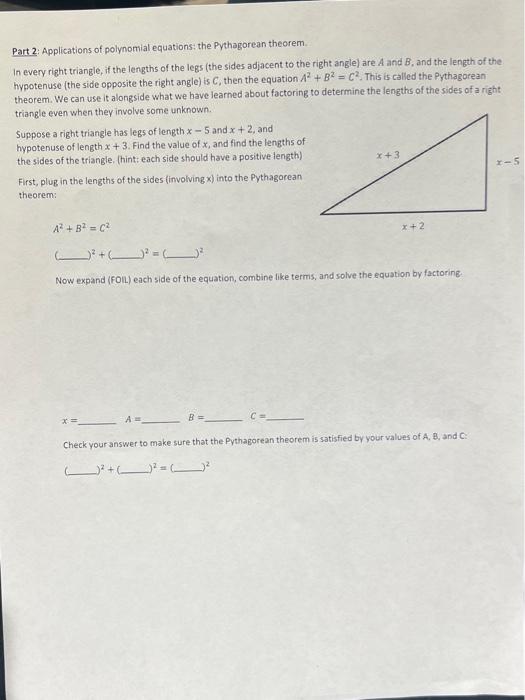 Solved Part 2: Applications of polynomial equations: the | Chegg.com