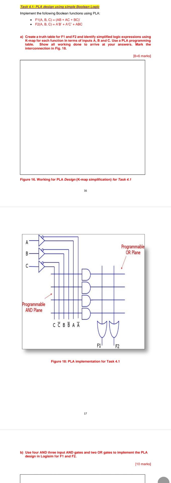 Solved Task 41 Pla Design Using Simple Boolean Logic 