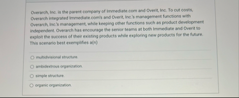 Solved Overarch, Inc. is the parent company of Immediate.com | Chegg.com