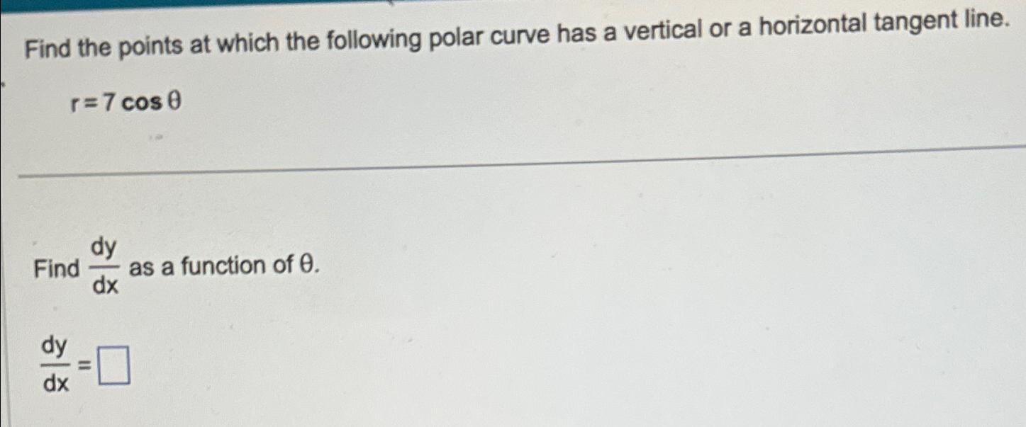 Solved Find the points at which the following polar curve | Chegg.com