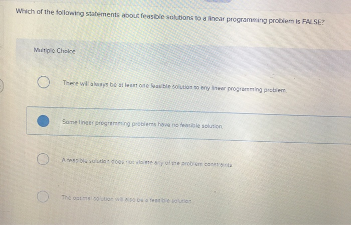 Solved Which of the following statements about feasible | Chegg.com