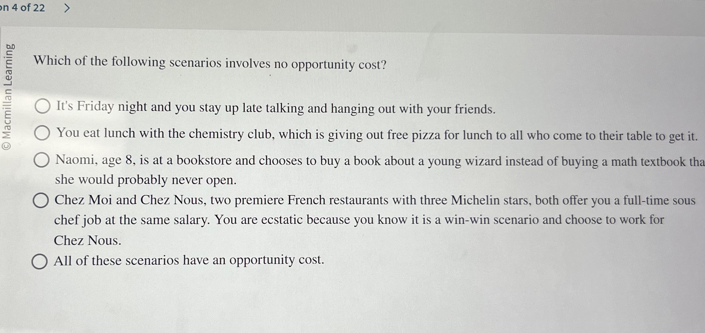 Solved n 4 ﻿of 22Which of the following scenarios involves | Chegg.com