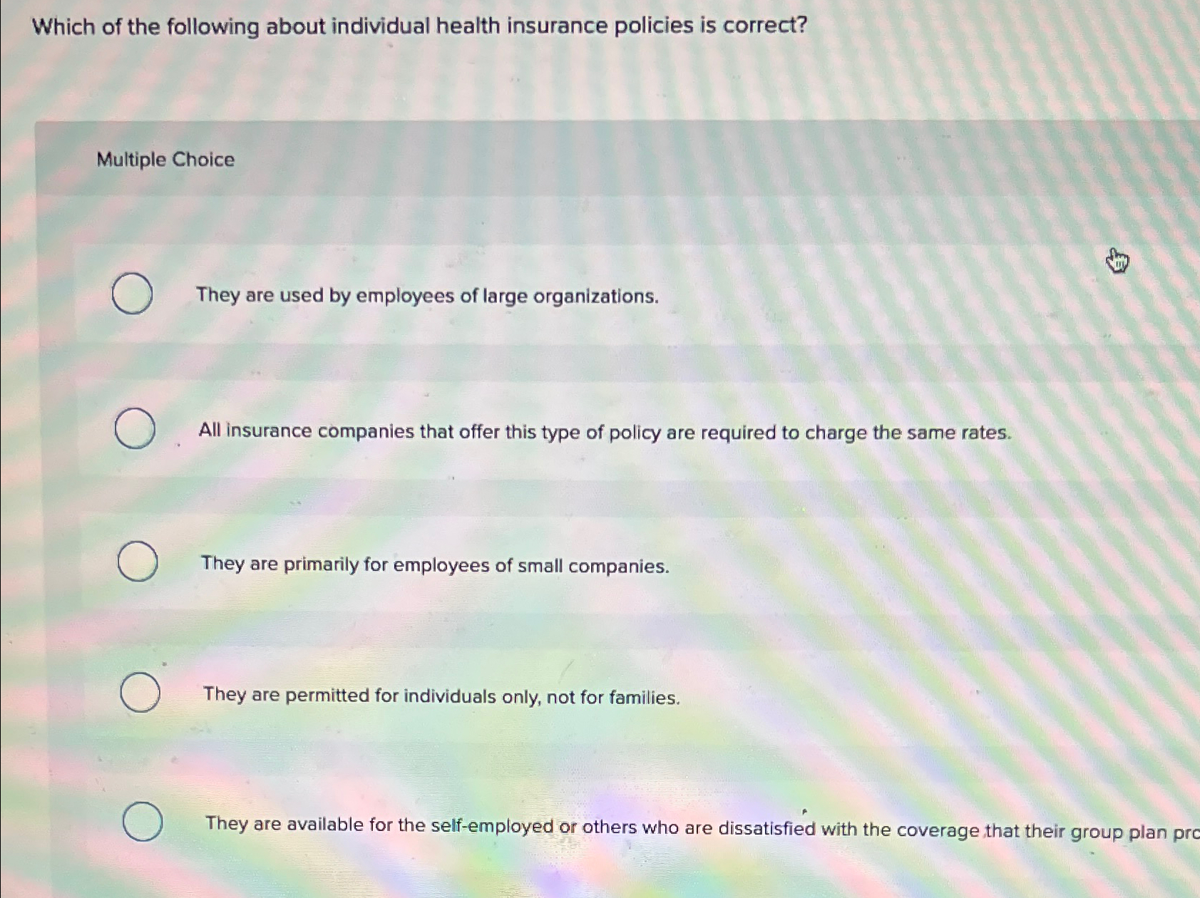 Solved Which of the following about individual health | Chegg.com