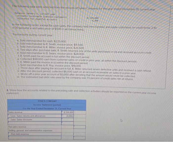 [Solved]: The following data were selected from the records