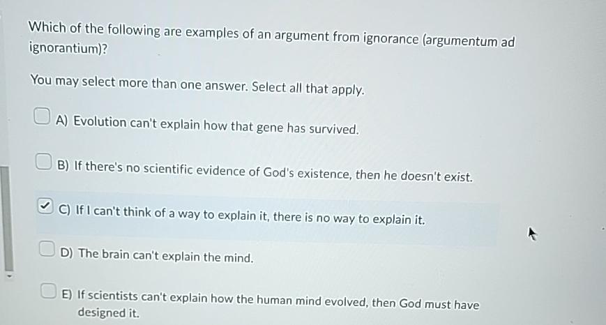 Solved Which of the following are examples of an argument | Chegg.com