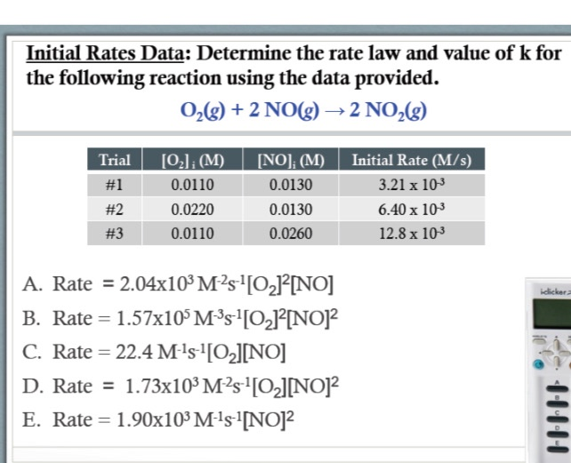 Solved Initial Rates Data: Determine the rate law and value | Chegg.com