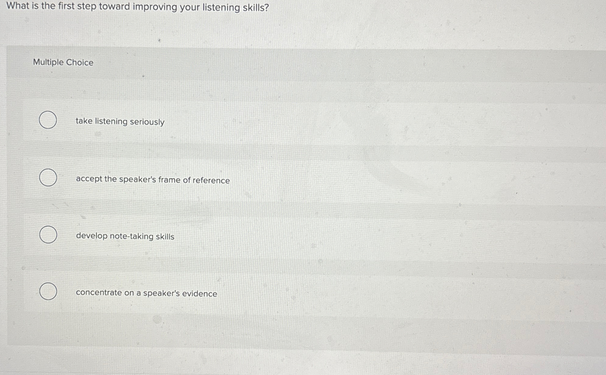 Solved What is the first step toward improving your | Chegg.com