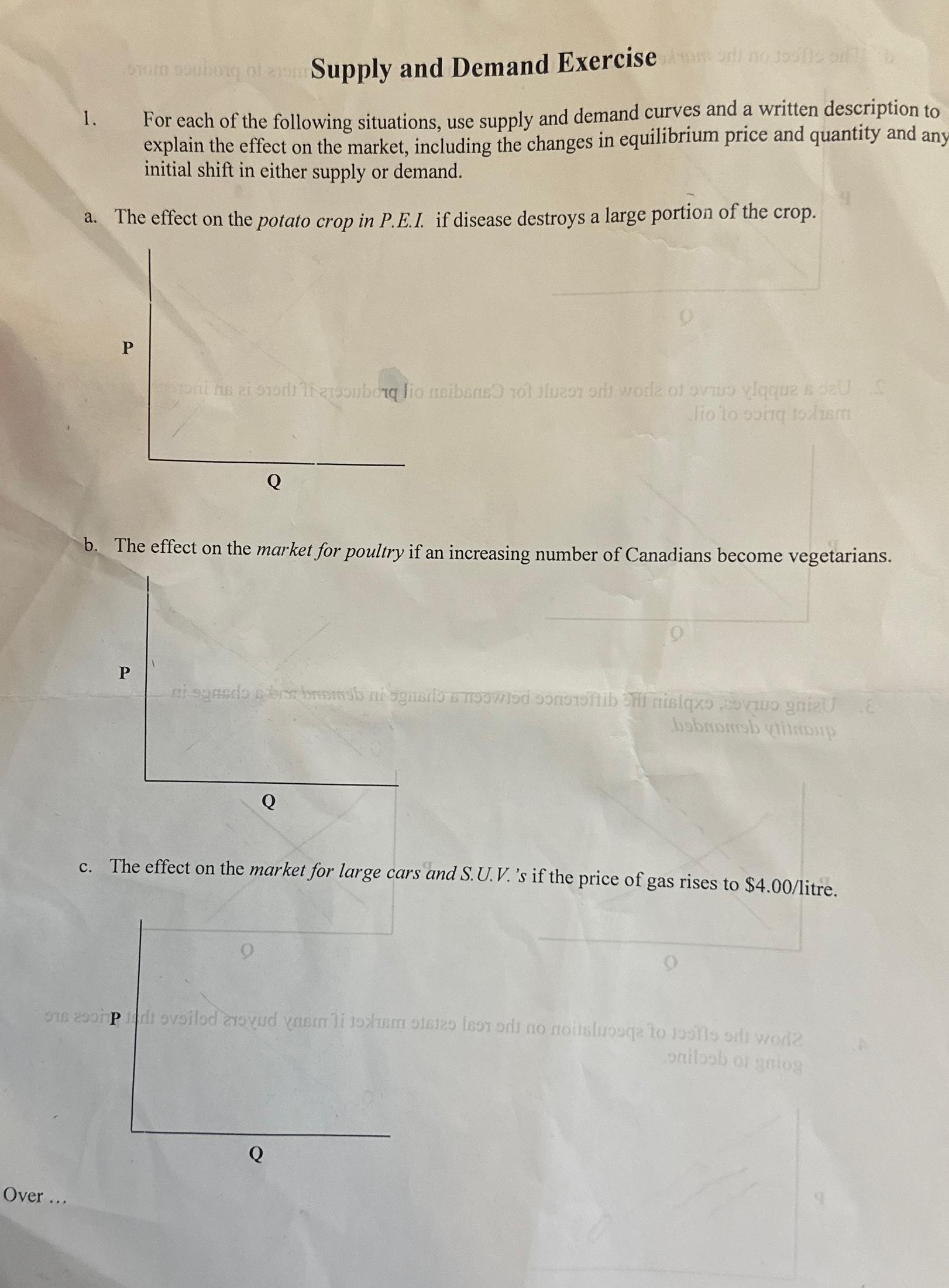 Solved Supply and Demand ExerciseFor each of the following | Chegg.com