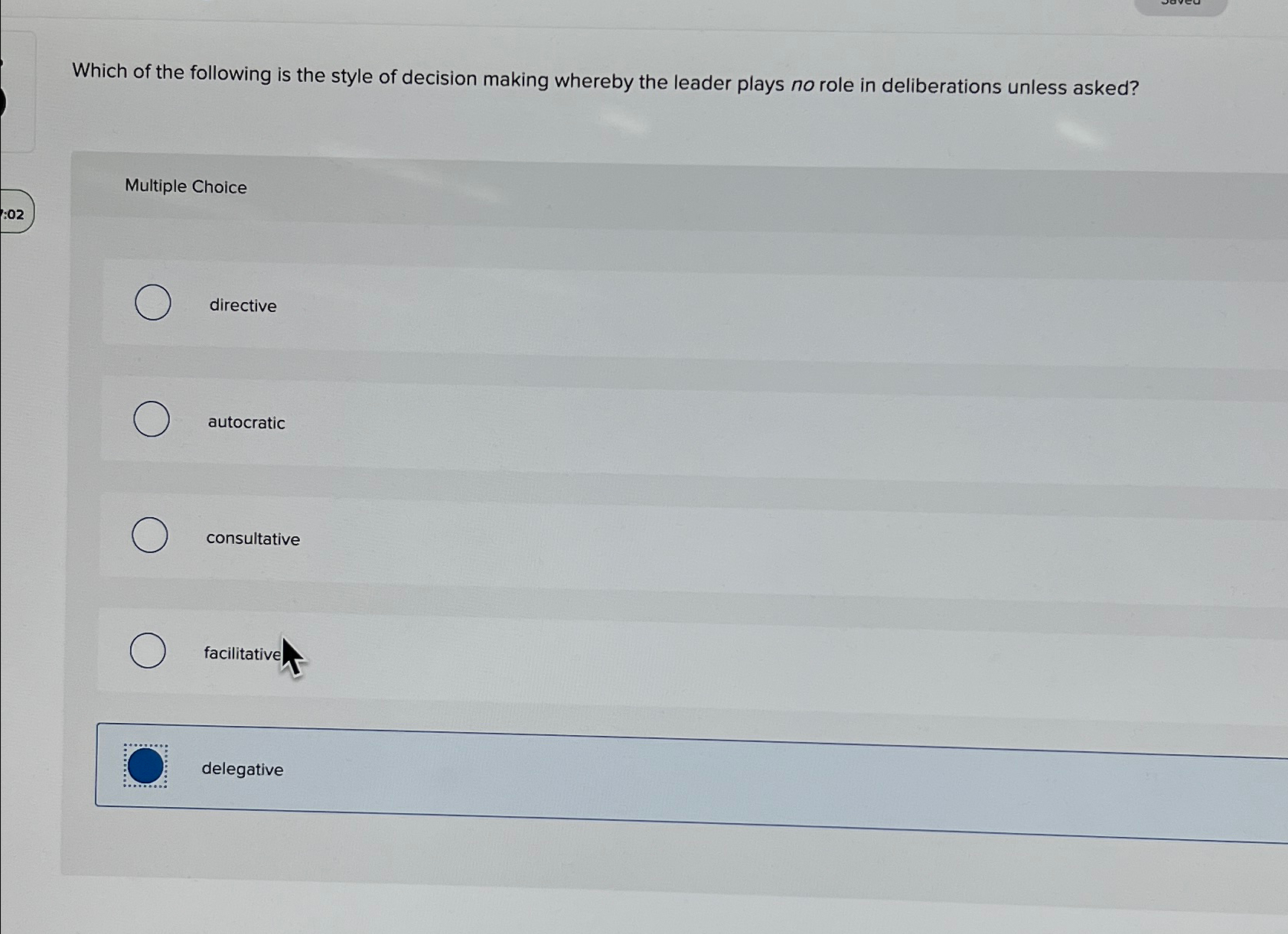 Solved Which of the following is the style of decision | Chegg.com