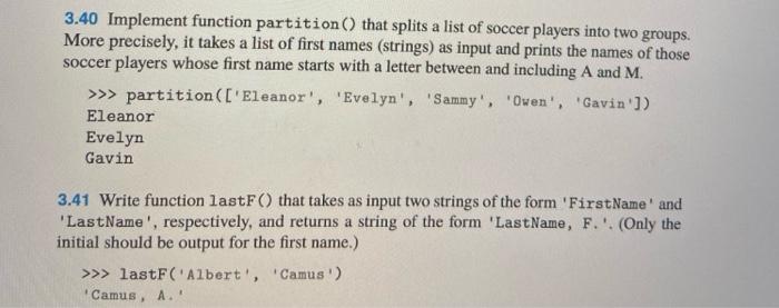 Solved 3.40 Implement function partition () that splits a | Chegg.com